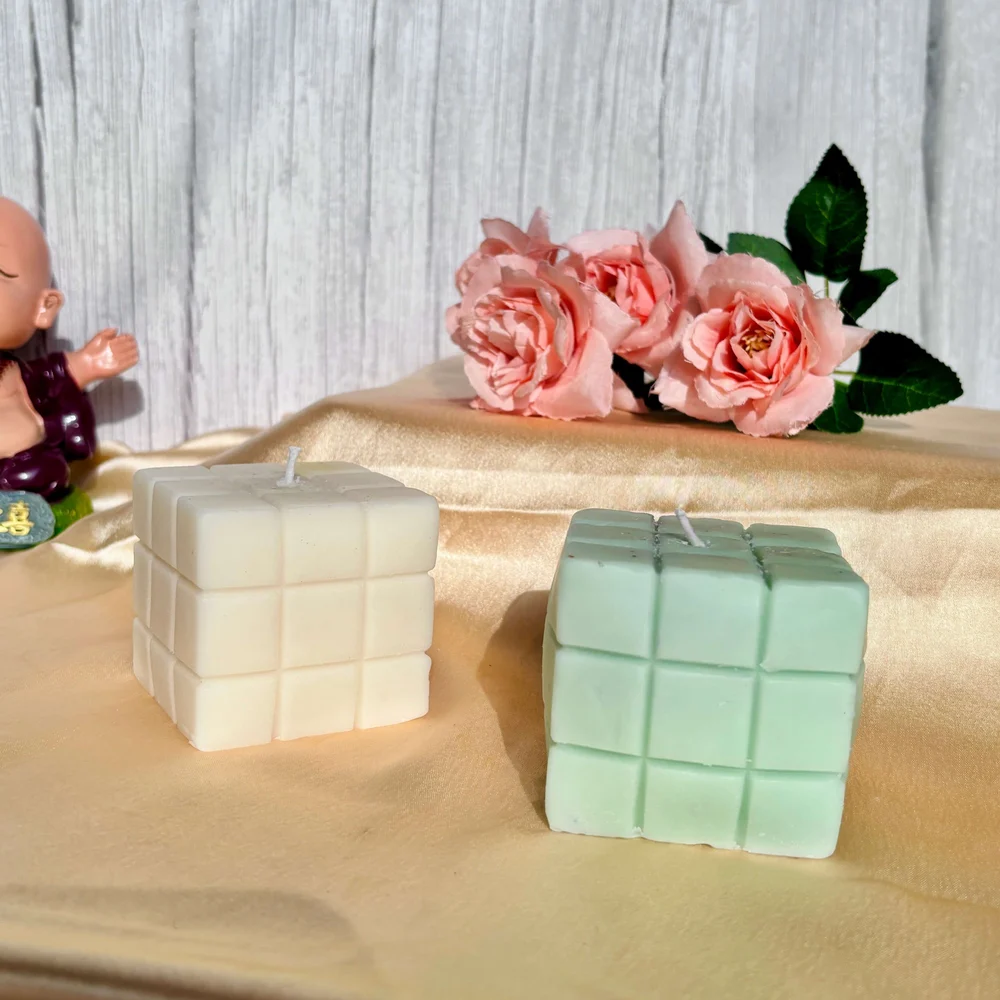 Rustic Rubik's Cube Candle – Unique Handmade Decorate Candle